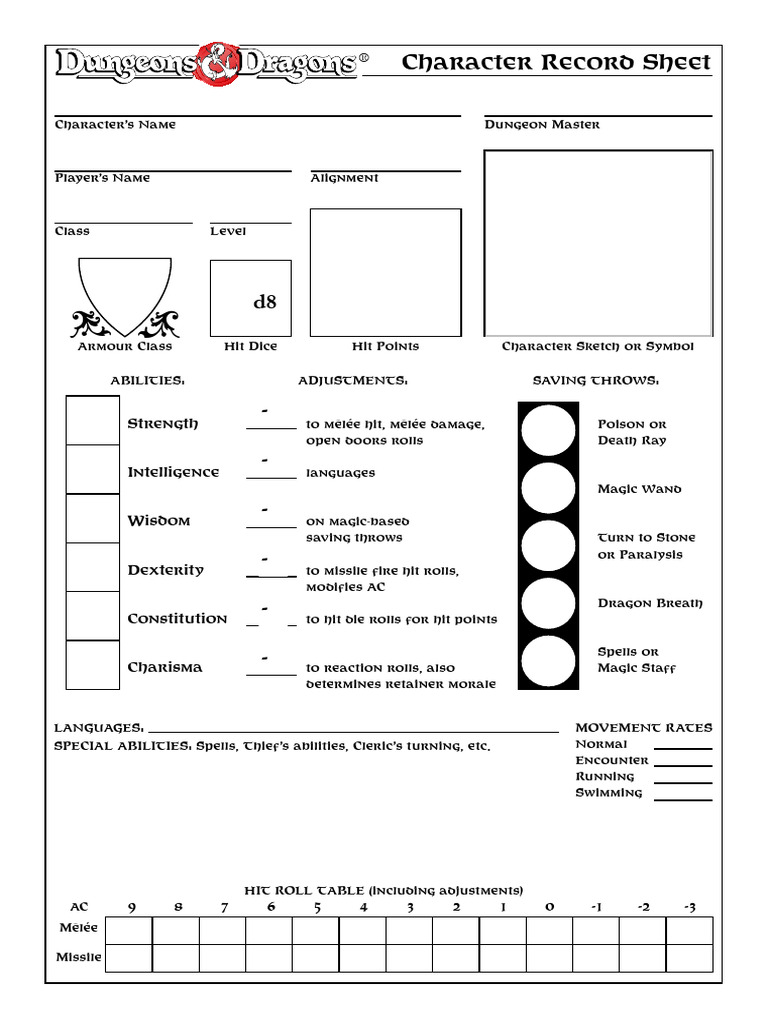 Character Record Sheet Template | PDF | Dungeons & Dragons | Fantasy Games