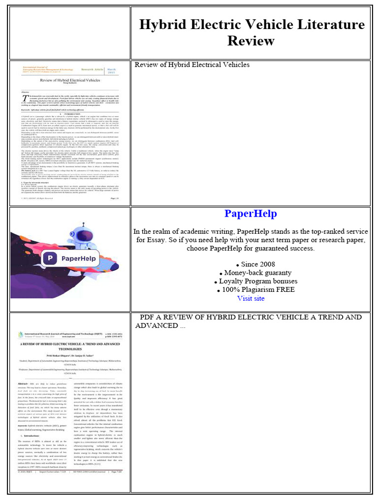 Hybrid Electric Vehicle Literature Review | PDF | Autism | Essays