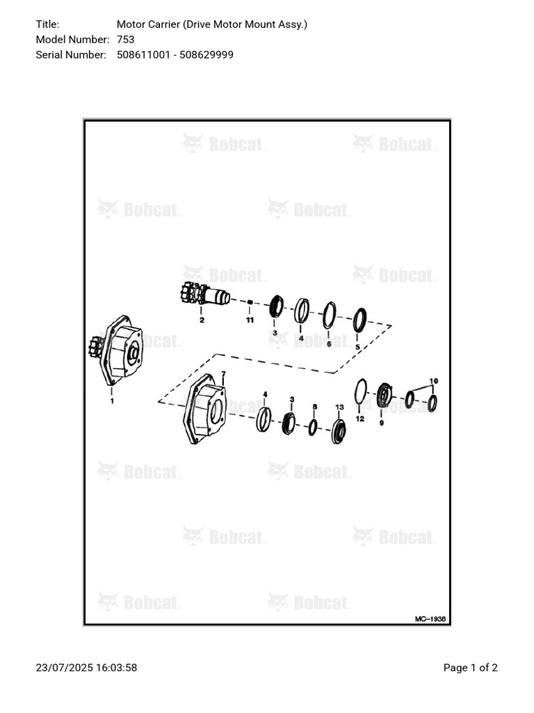 Motor Carrier (Drive Motor Mount Assy.) - 753 | PDF