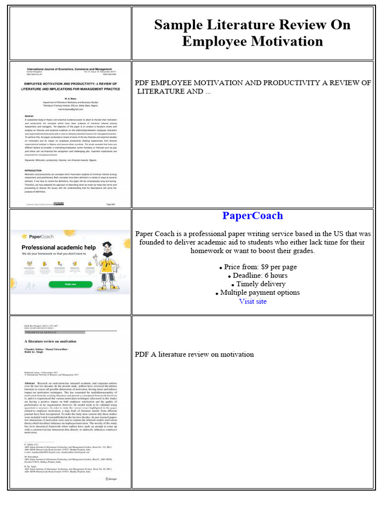Sample Literature Review On Employee Motivation | PDF | Systematic ...