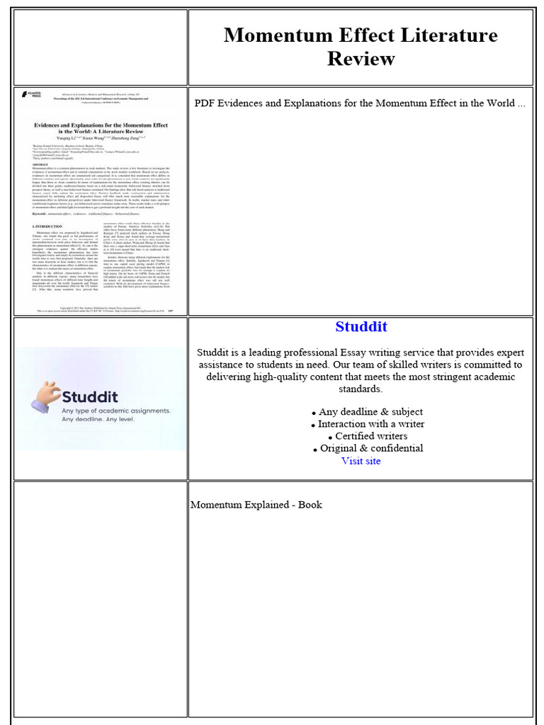 Momentum Effect Literature Review | PDF | Essays | Corporate Social ...