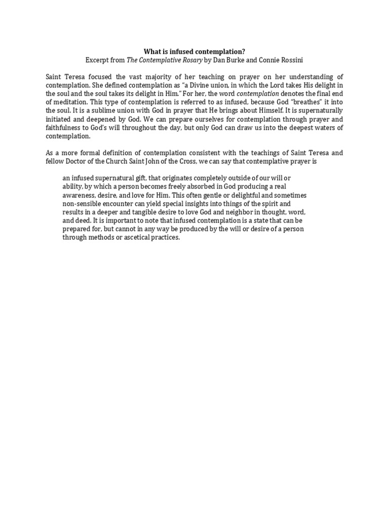 Infused Contemplation Explained | PDF