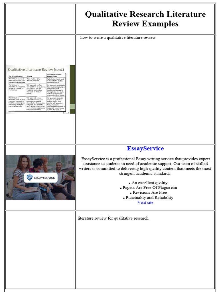 Qualitative Research Literature Review Examples | PDF | Child Care | Essays