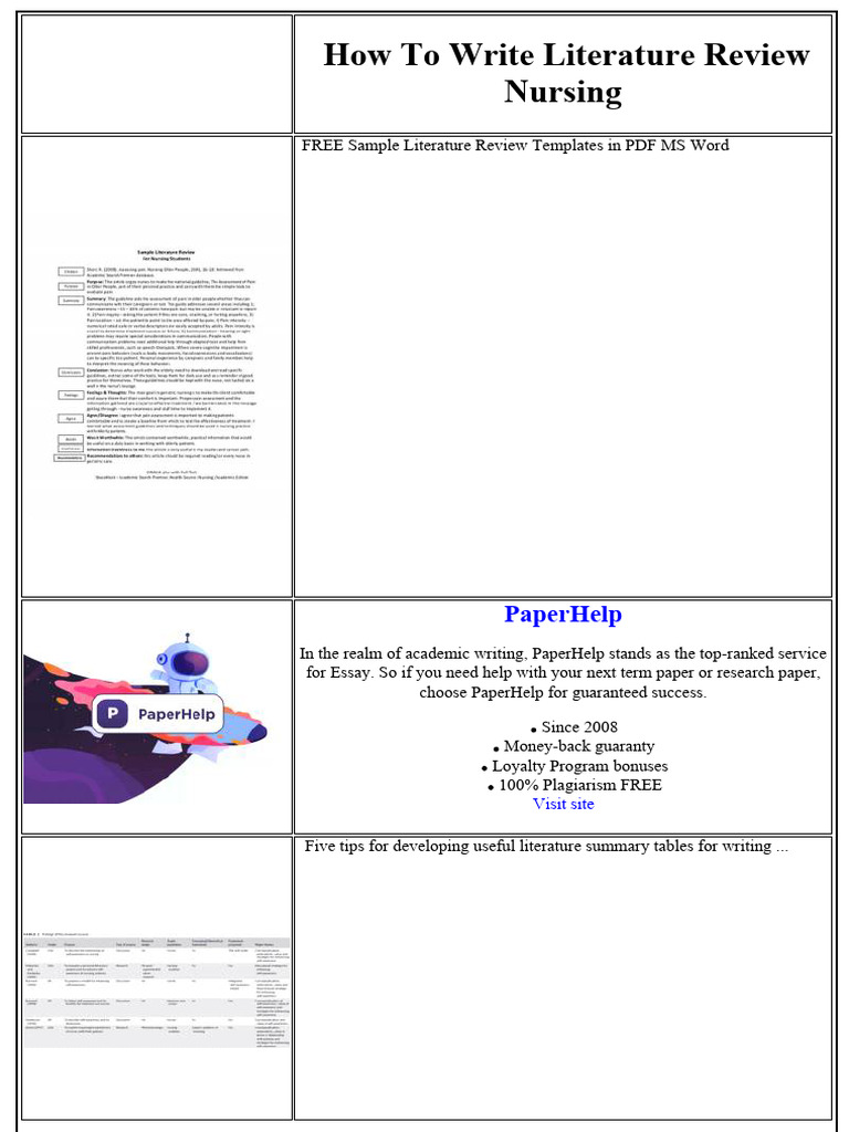 Writing a Nursing Literature Review Guide | PDF | Inventory | Essays