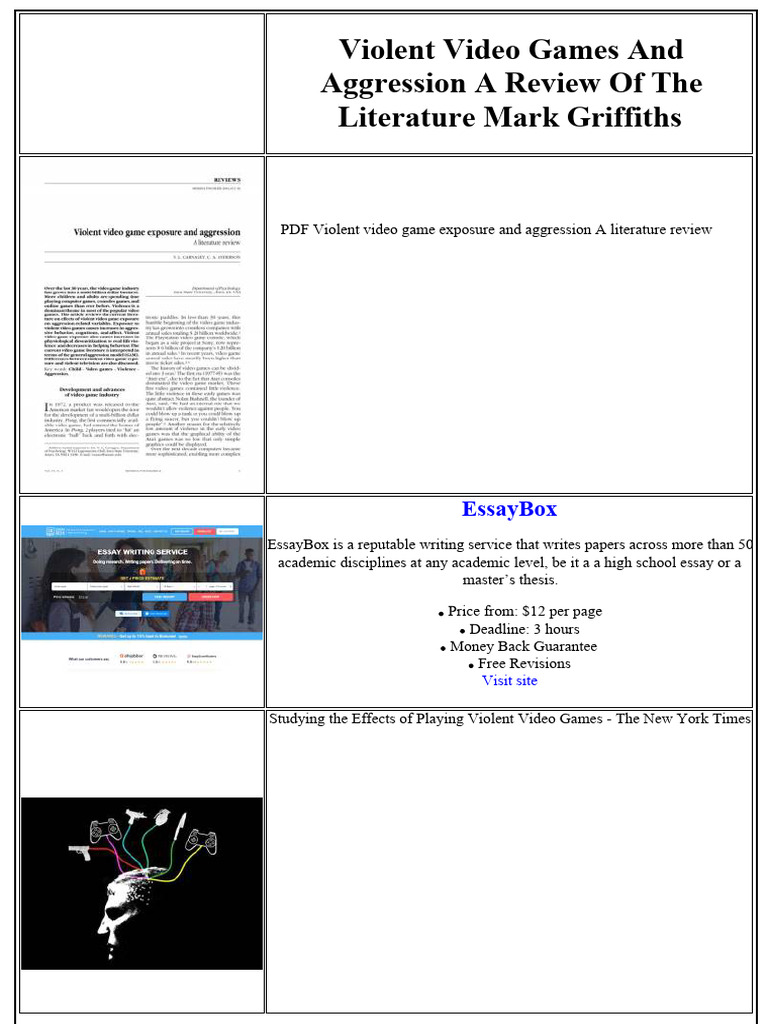 Violent Video Games and Aggression A Review of The Literature Mark ...