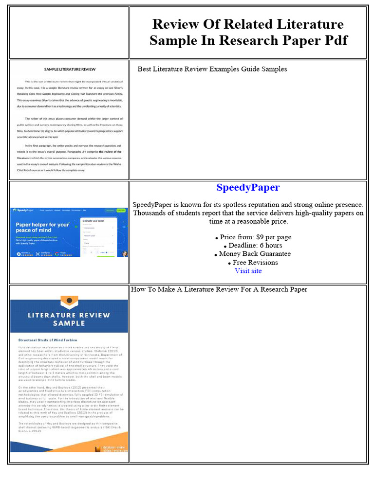 Review of Related Literature Sample in Research Paper PDF | PDF ...