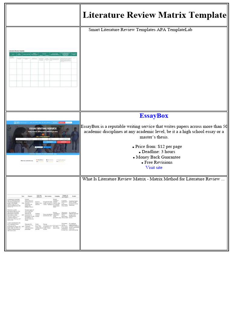 Literature Review Matrix Template Guide | PDF | Essays | Thesis