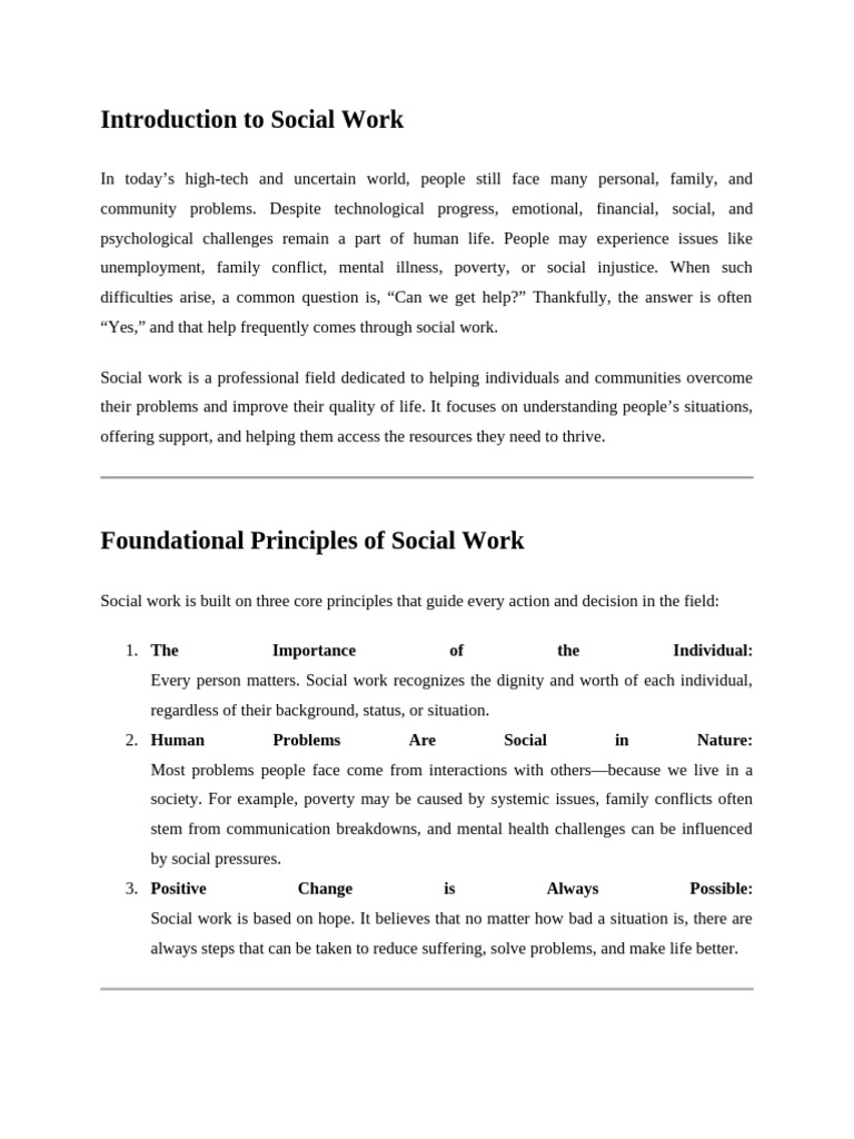 Introduction To Social Work | PDF | Social Work | Psychotherapy