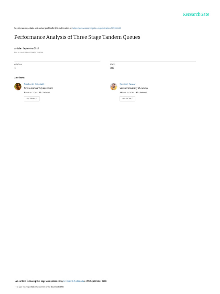 Performance Analysis of Tandem Queues | PDF | Mathematics | Applied Mathematics