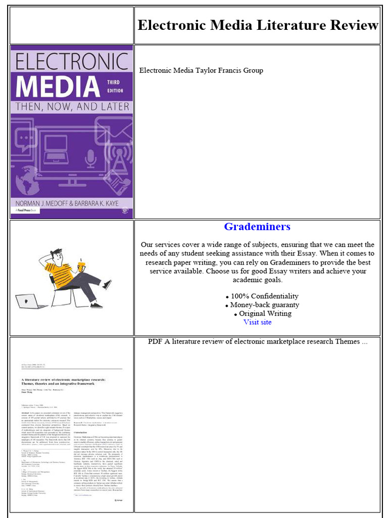 Electronic Media Literature Review | PDF | Systematic Review | Essays