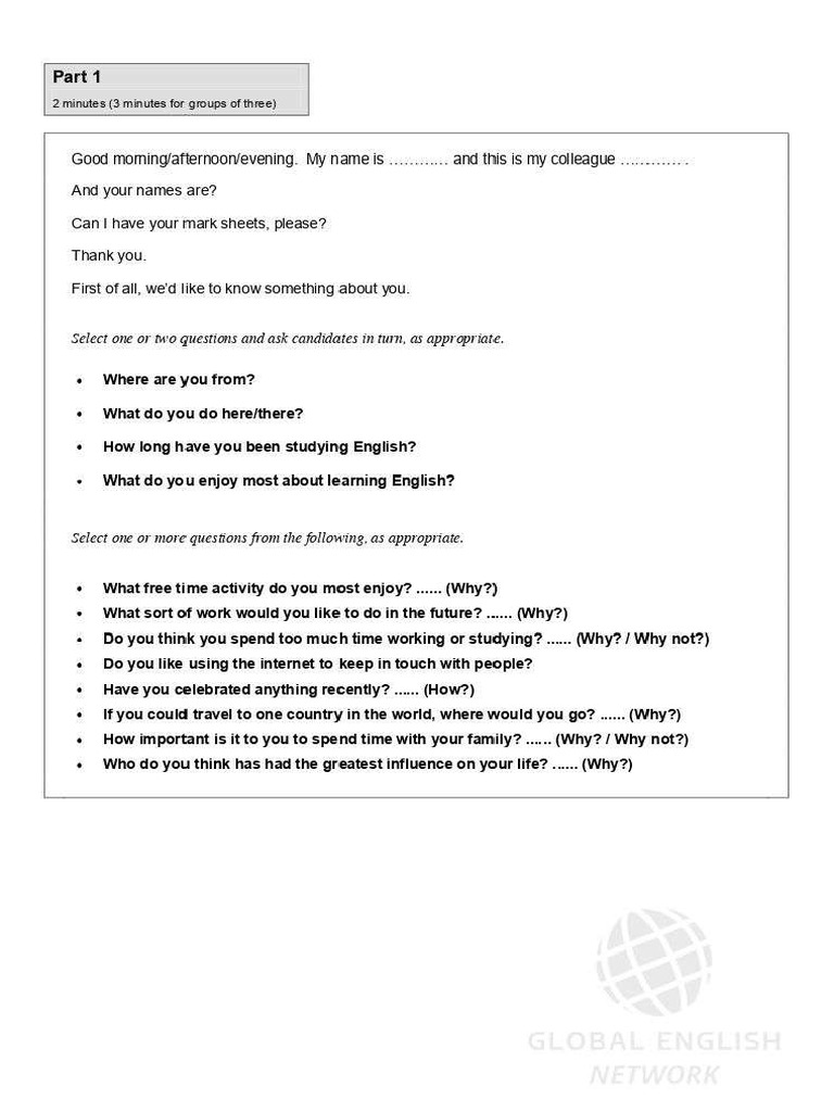 Speaking Test | PDF
