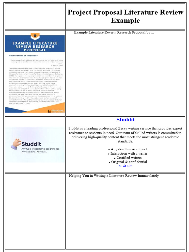 Project Proposal Literature Review Example | PDF | Motivation ...