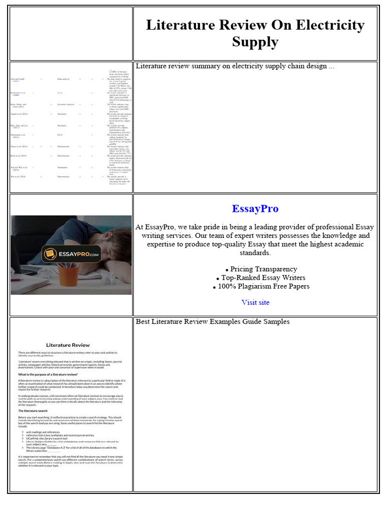 Literature Review On Electricity Supply | PDF | Essays | Thesis