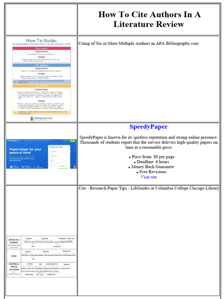 How To Cite Authors in A Literature Review | PDF | Rocket | Essays