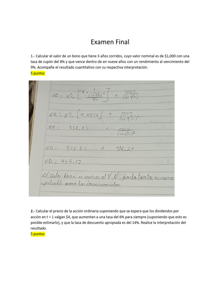 Examen Analisis Financiero Hugo S | PDF