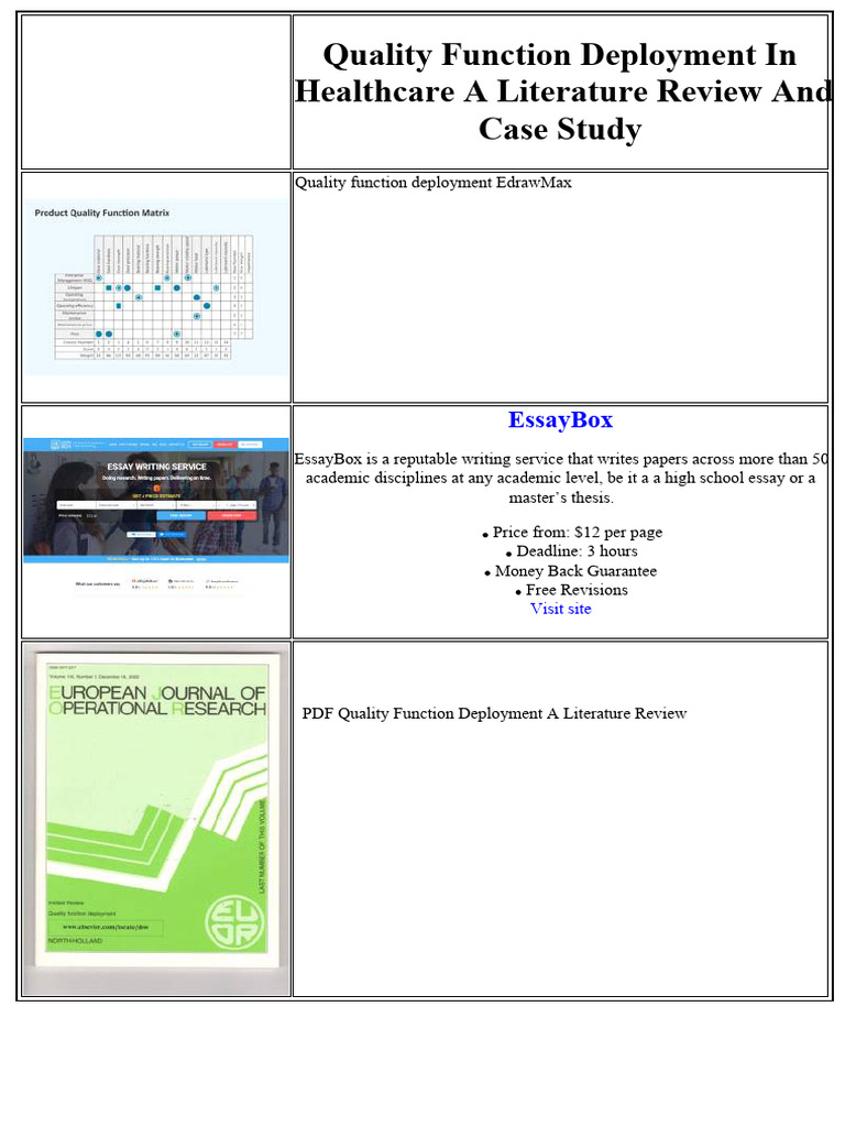 Quality Function Deployment in Healthcare | PDF | Mesenchymal Stem Cell ...