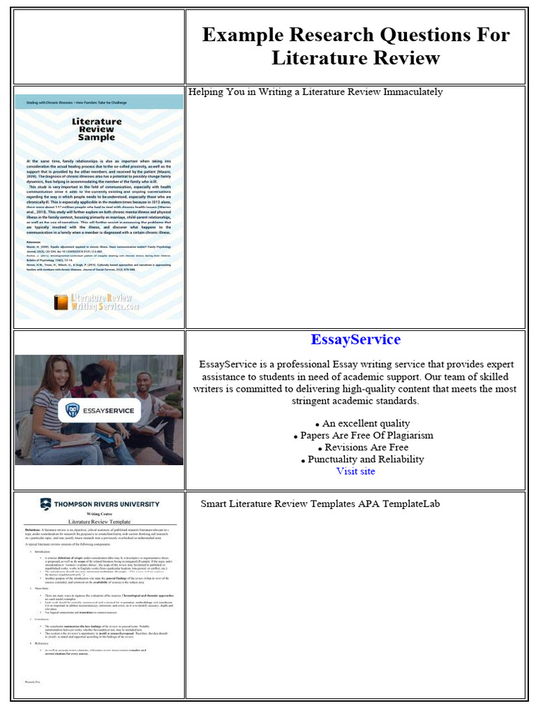 Example Research Questions For Literature Review | PDF | Copyright ...