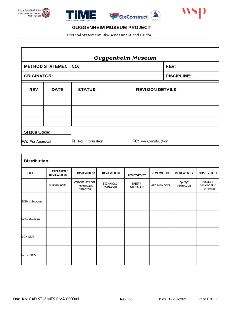 App.07 Template Method Statement 01 | PDF | Risk | Risk Assessment