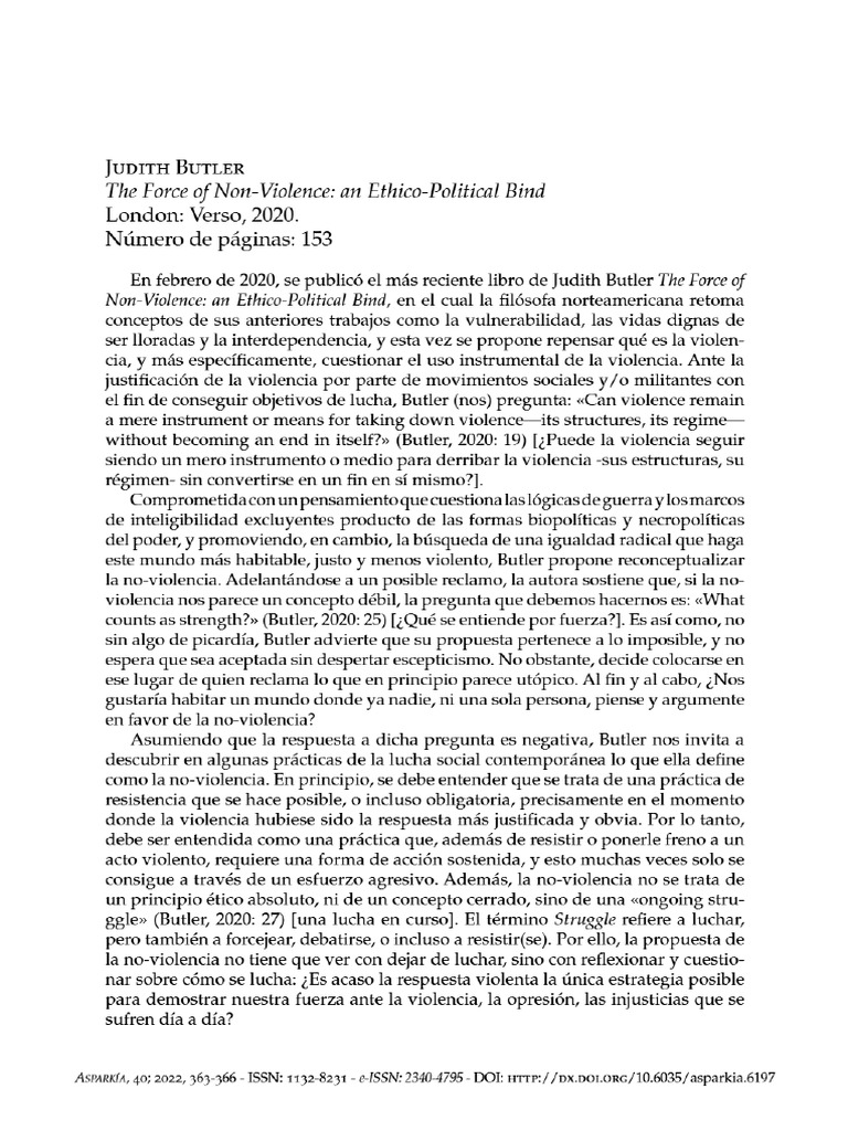 Vista de The Force of Non-Violence An Ethico-Political Bind de Judith ...