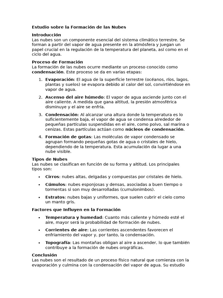 Estudio Sobre La Formación de Las Nubes | PDF