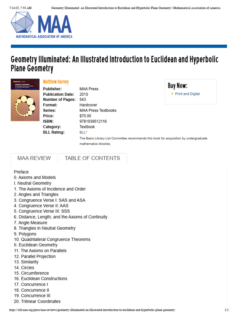 215-Harvey-Geometry Illuminated-Illustrated Introduction To Euclidean and Hyperbolic Geometry ...