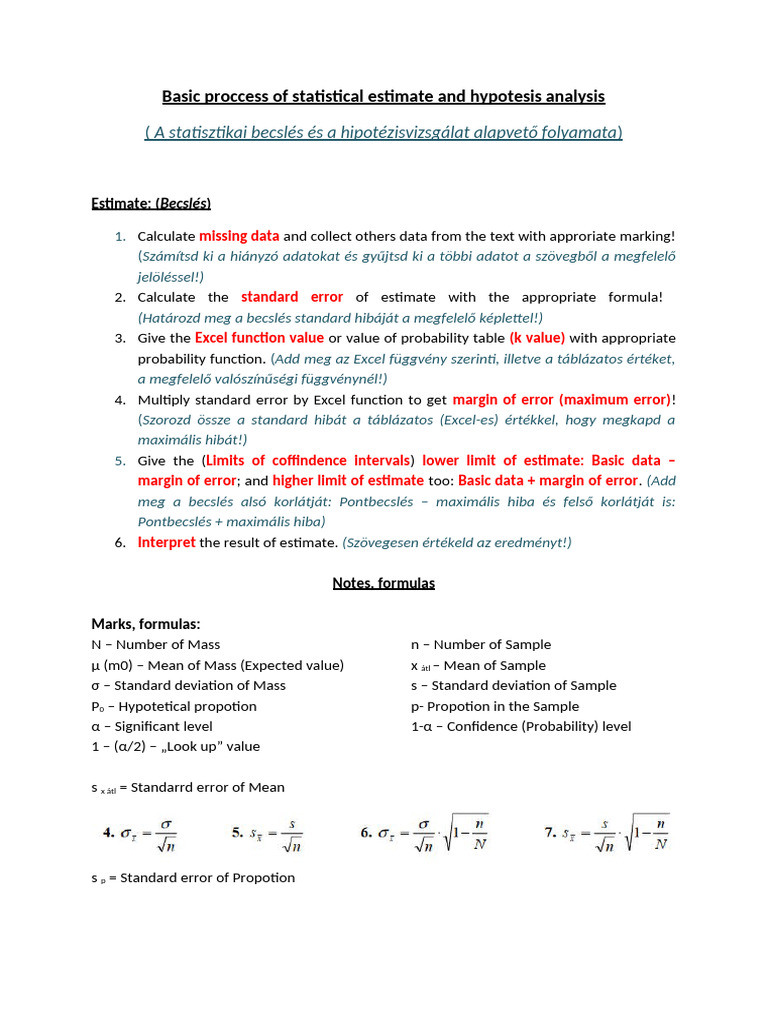 Basic Proccess of Statistical Estimate and Hypotesis Analysis (Sumarize ...