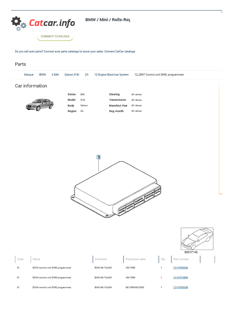 BMW, 3 E46, Saloon 318i, ZA, 12 Engine Electrical System, 12 - 0897 ...