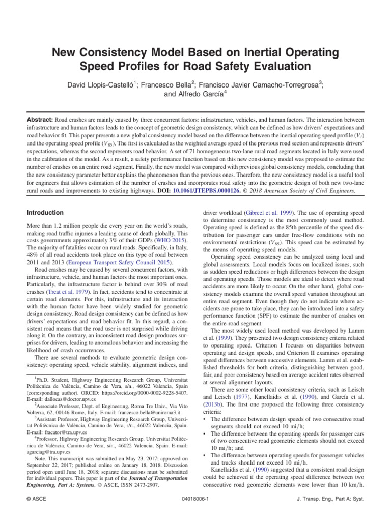 New Consistency Model Based On Inertial Operating Speed Profiles For Road Safety Evaluation ...