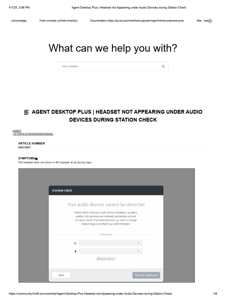 Headset Issues in Five9 Agent Desktop Plus | PDF | Microphone | Desktop ...