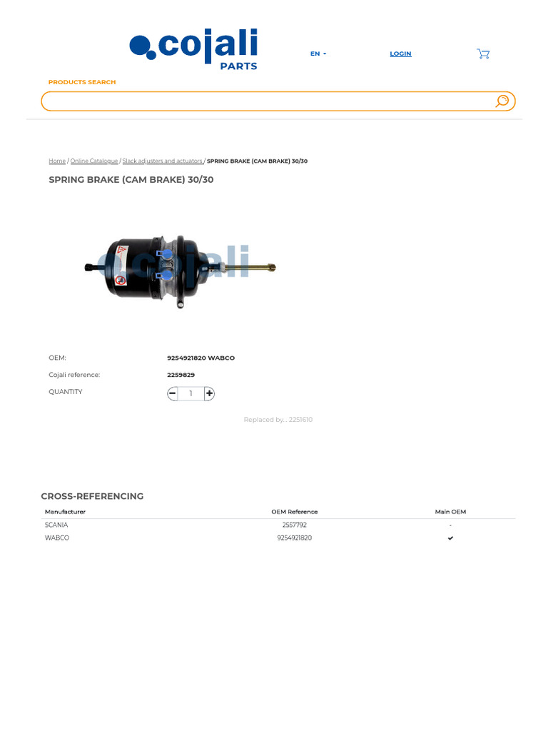 Cojali Parts 2259829 - 9254921820 - Spring Brake (Cam Brake) 30 - 30 | PDF