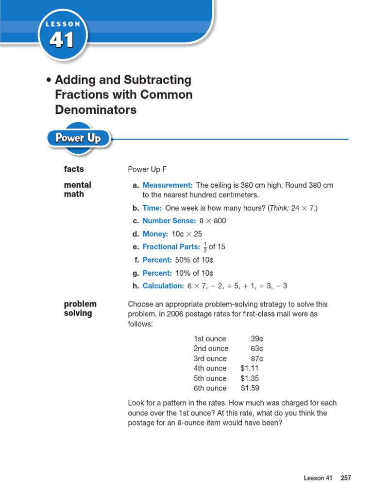 Saxon Math: Adding Fractions Guide | PDF | Subtraction | Mathematics