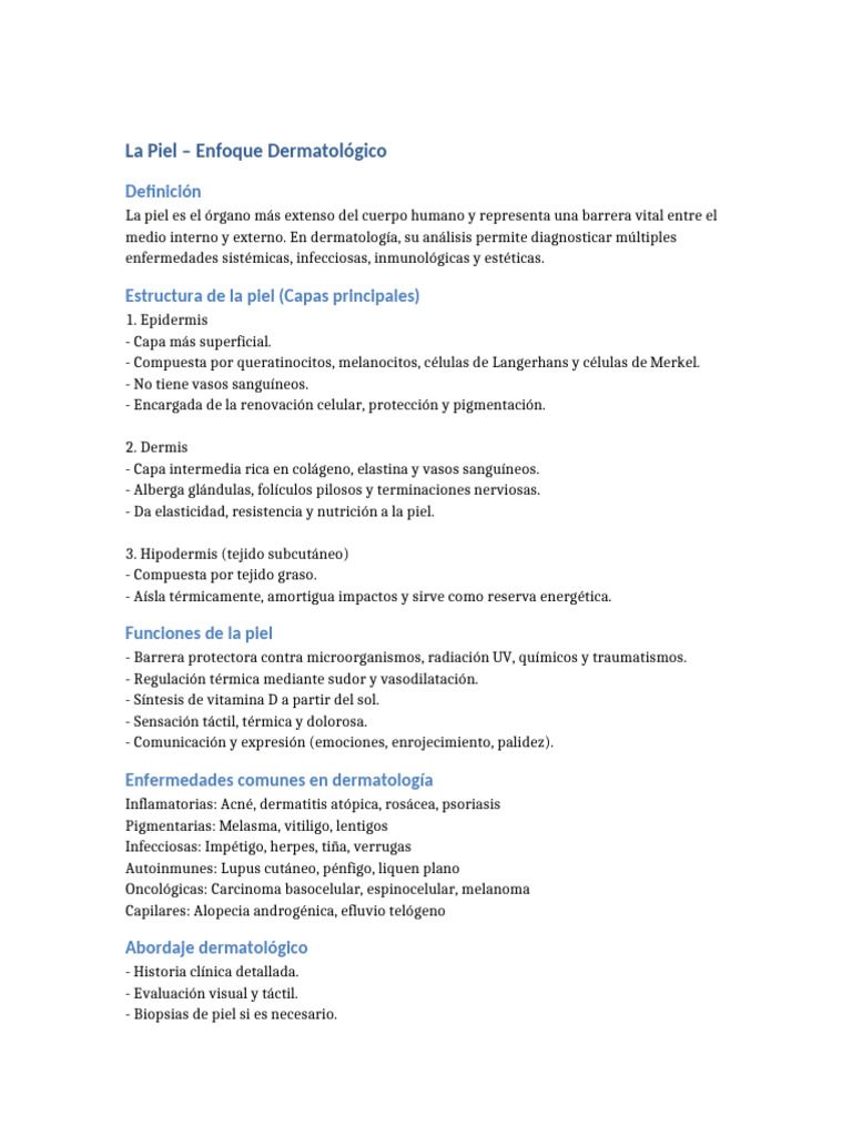 Resumen Piel Dermatologia | PDF