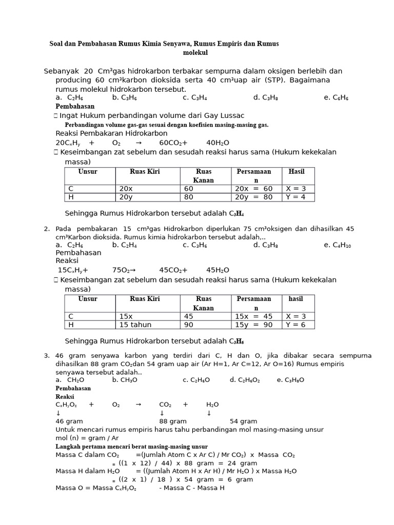 Oal Dan Pembahasa Rumus Empiris Dan Rumus Molekul | PDF