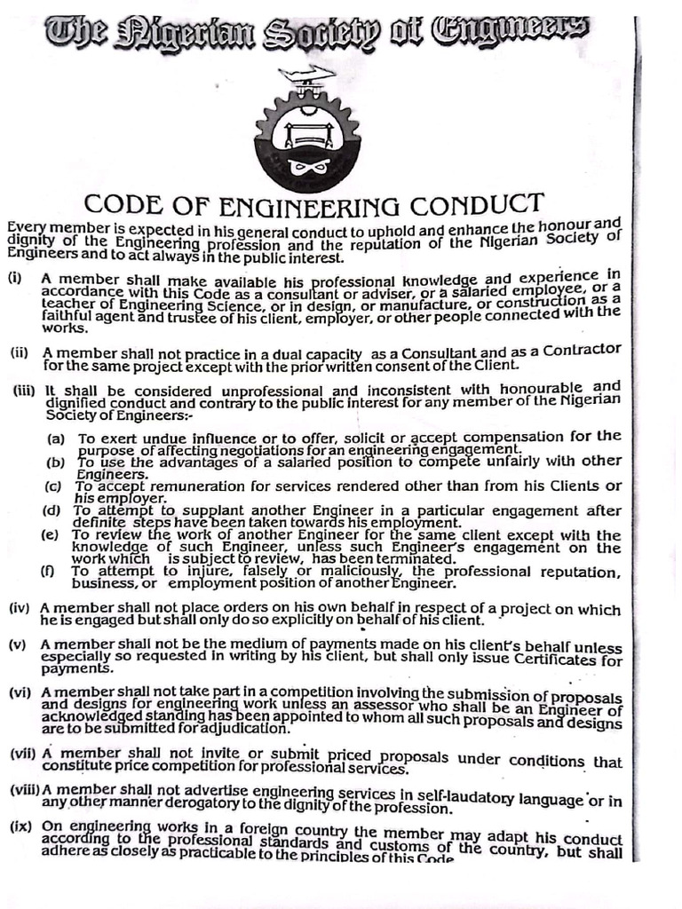 Lecture 5 - Code of Engineering Conduct | PDF