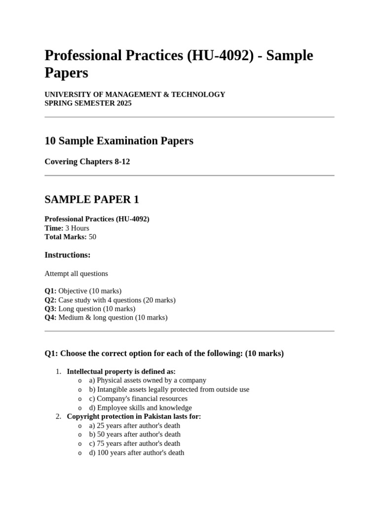 Professional Practices Sample Paper | PDF | Corporate Social ...