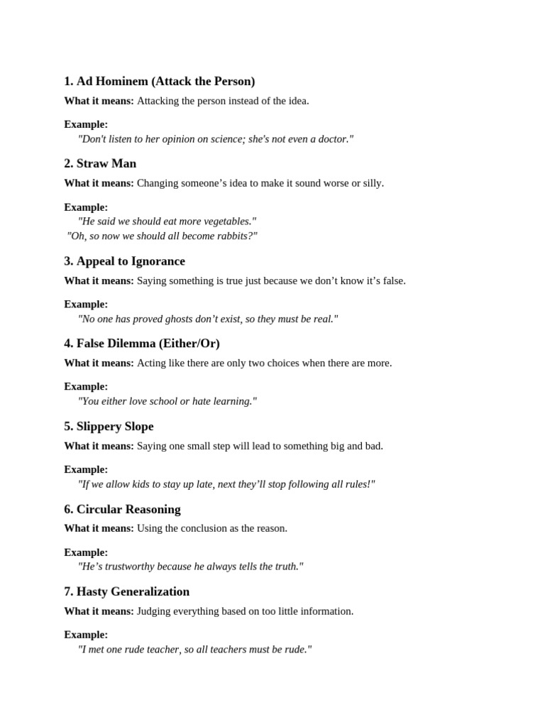 Common Logical Fallacies Explained | PDF | Argument | Reason