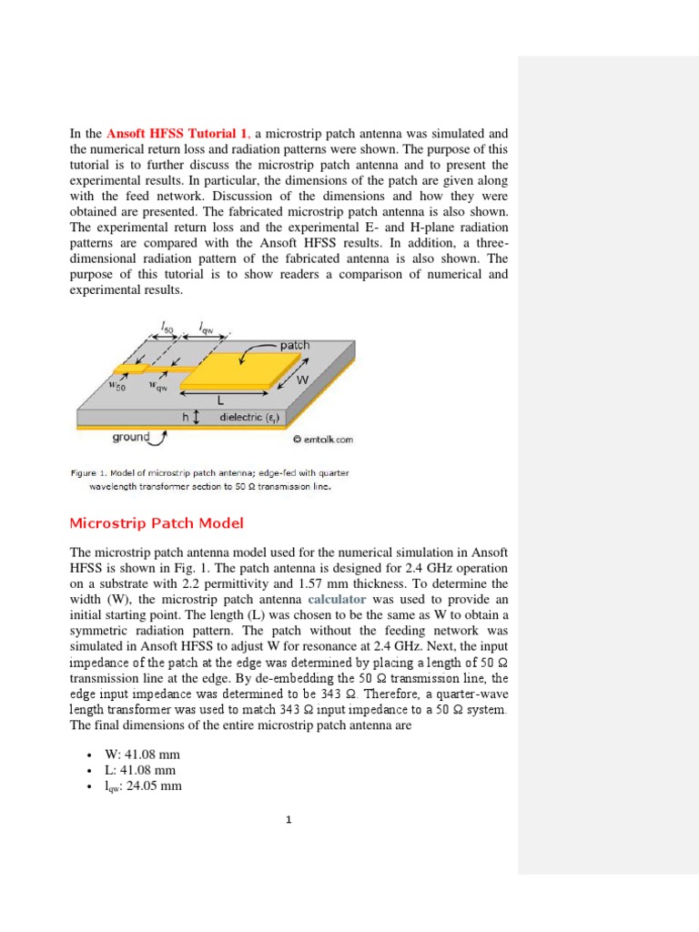 Hfss Project | PDF | Antenna (Radio) | Electromagnetism