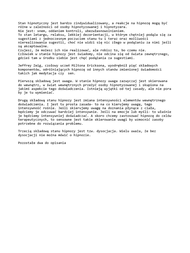 Czym Jesty Hipnoza | PDF