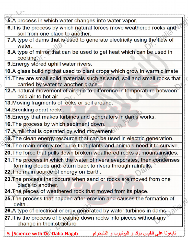 March Revision Grade 4 Science Dr. Dalia Nagib - 6 | PDF