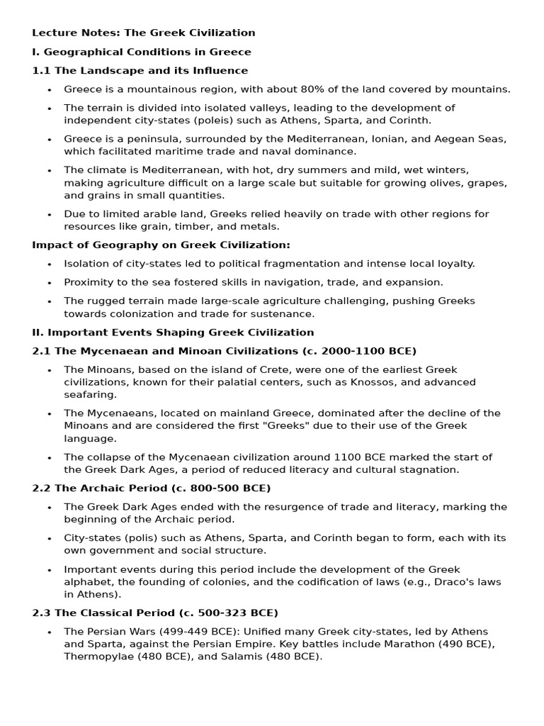 Overview of Greek Civilization | PDF | Ancient Greece | Greeks