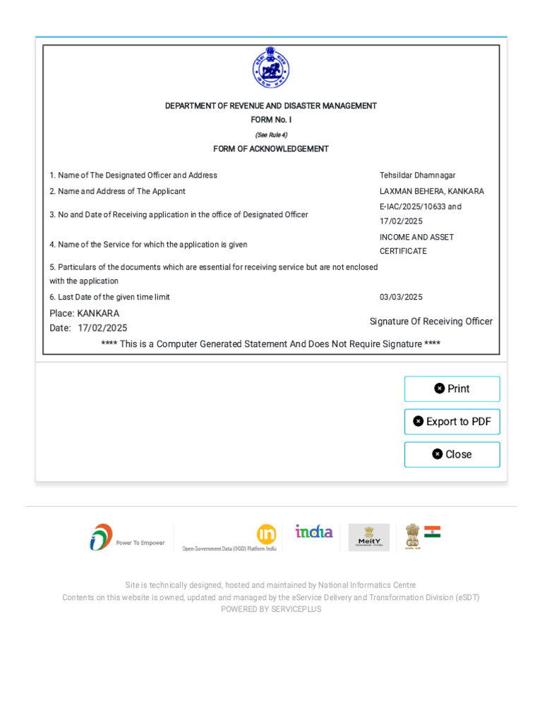 Income and Asset Certificate Acknowledgment | PDF