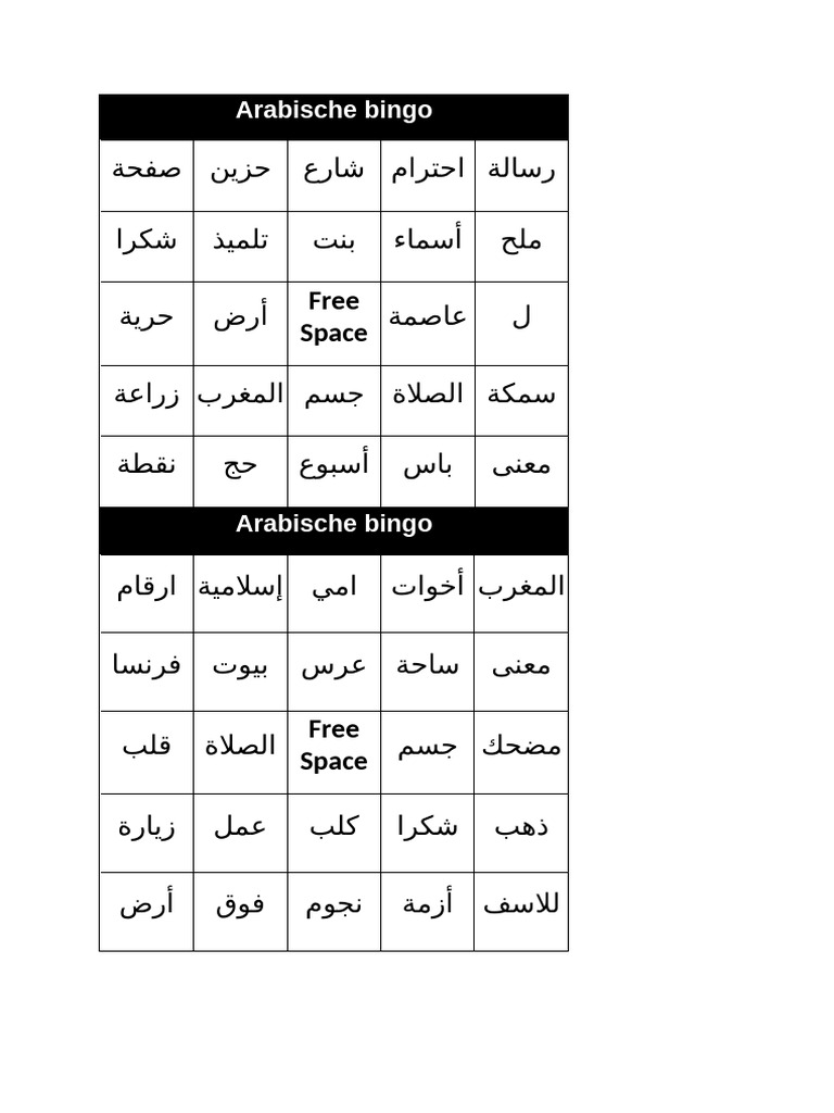Arabische Bingo | PDF