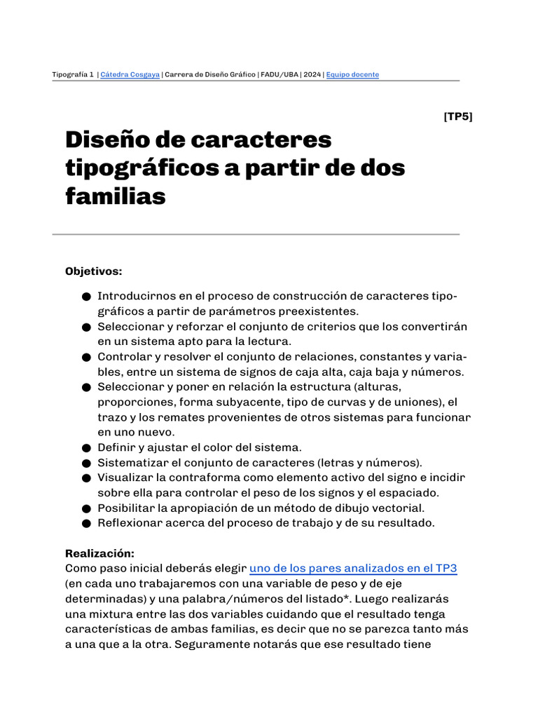 TP5 Diseño de Caracteres Tipográficos A Partir de Dos Familias | PDF | Tipografía | Diseño