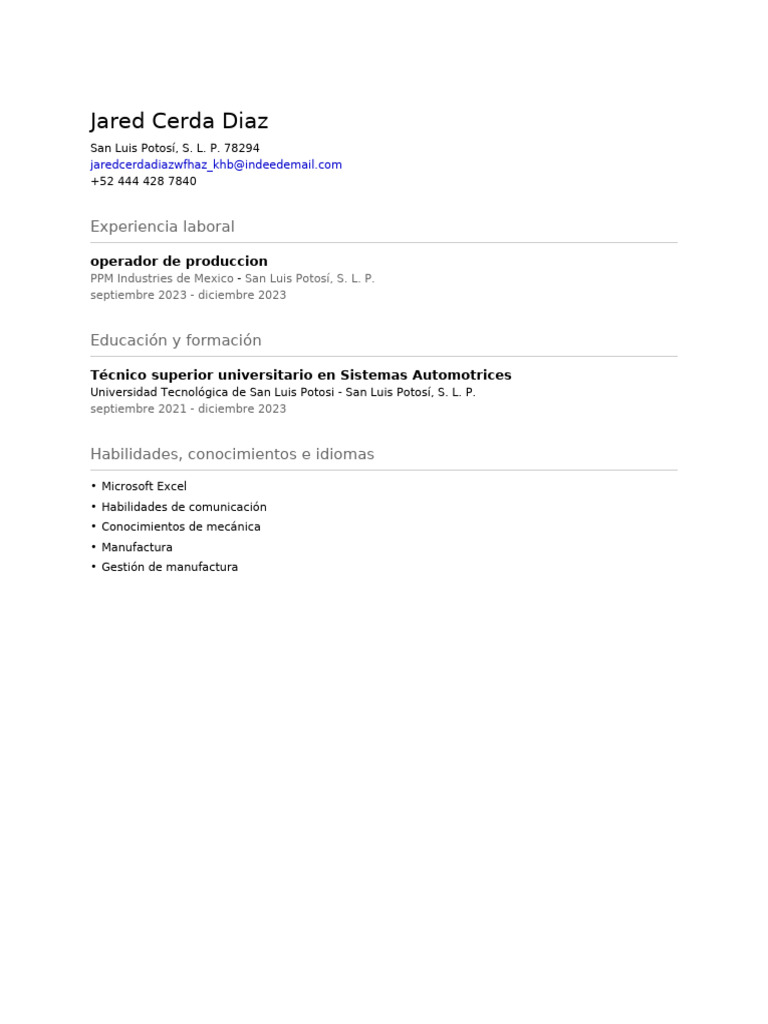 CV Jared Cerda Diaz | PDF