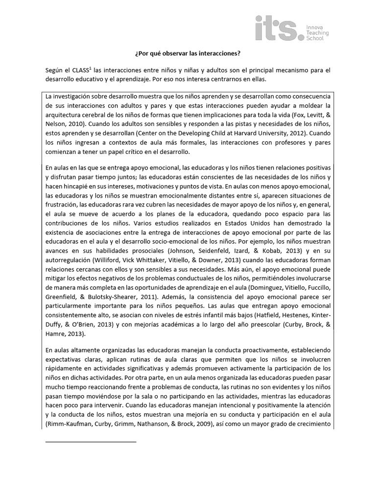 Importancia de las Interacciones en Aula | PDF | Aprendizaje | Salón de ...