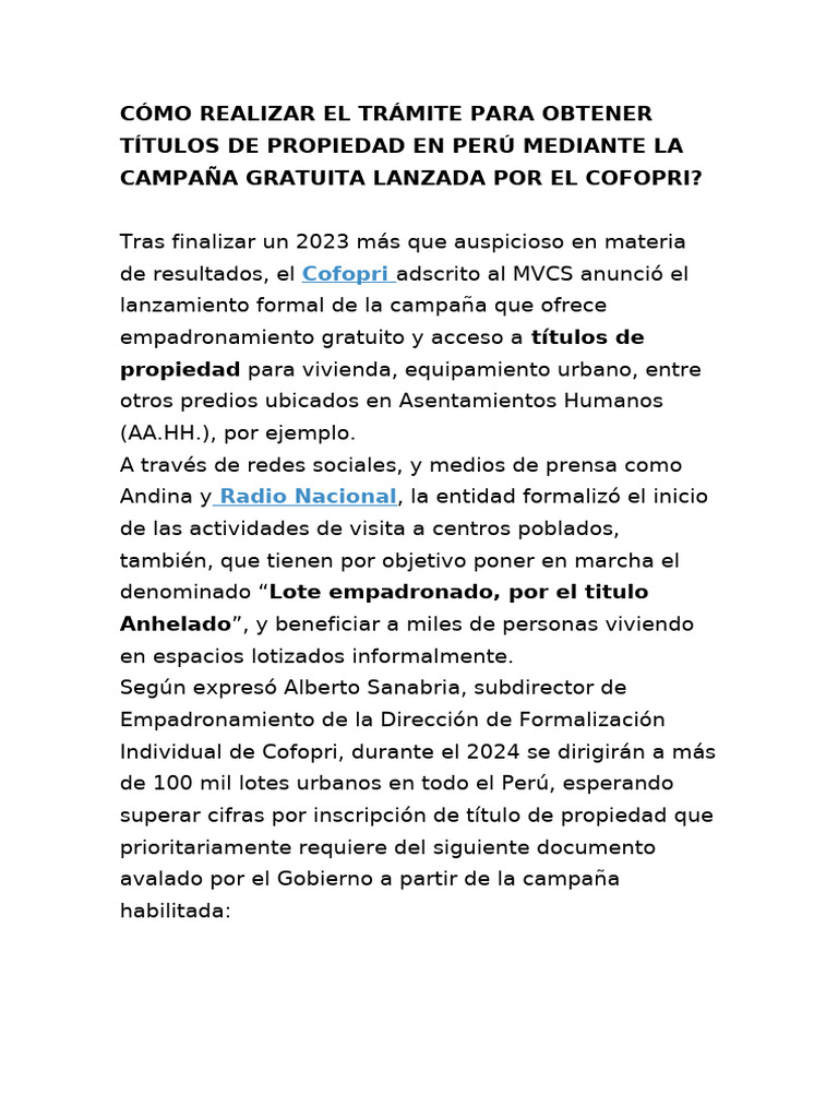 Titulo Por Cofopri | PDF