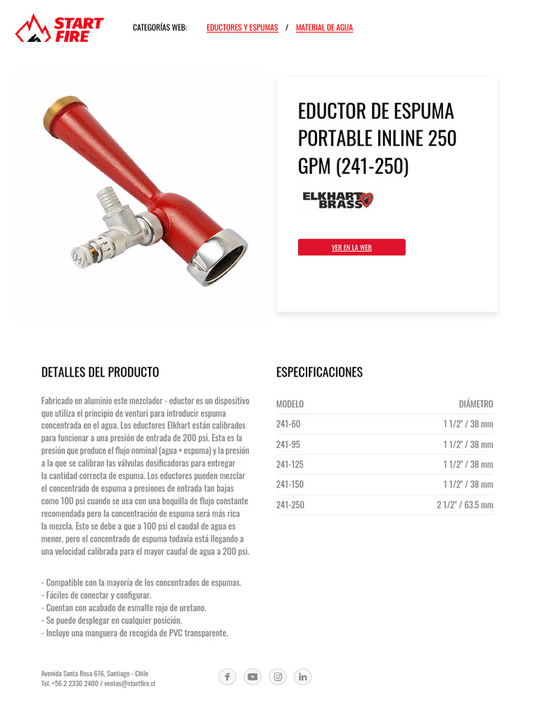 Eductor de Espuma Portable Inline 250 GPM 241 250 | PDF | Ingeniería mecánica