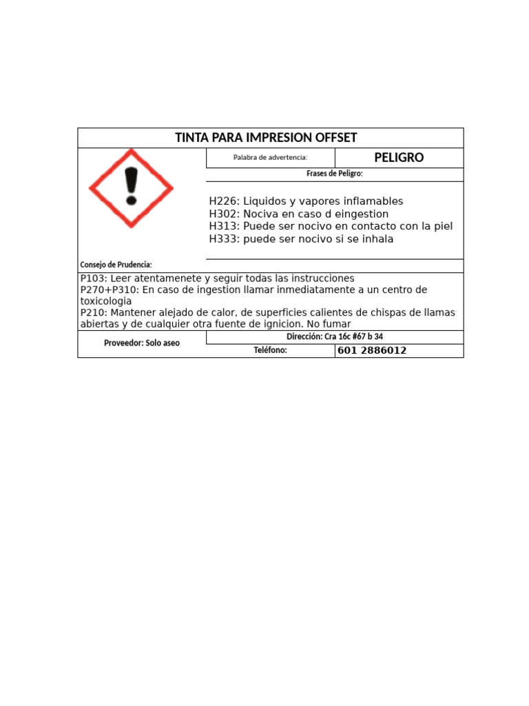 Etiqueta Tinta Offset | PDF