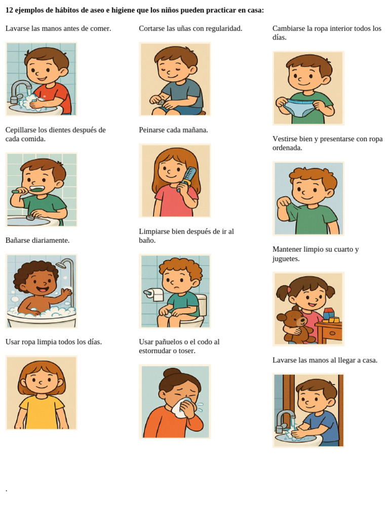 12 Ejemplos de Hábitos de Aseo e Higiene Que Los Niños Pueden Practicar ...