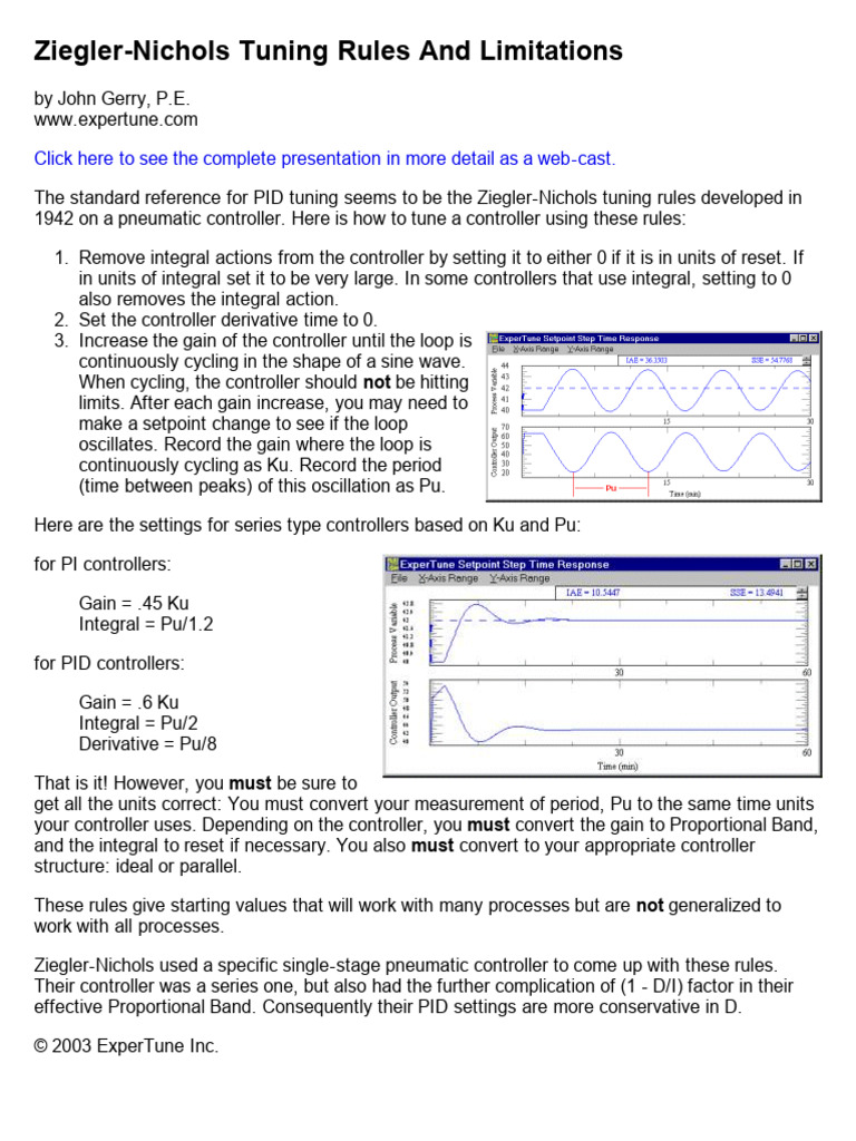 Ziegler-Nichols PID Tuning Guide | PDF